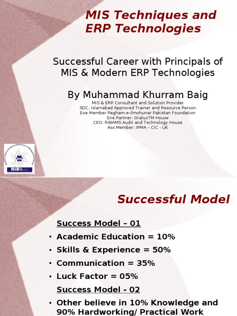 MIS Techniques and ERP Technologies | Download Free PDF | Enterprise ...