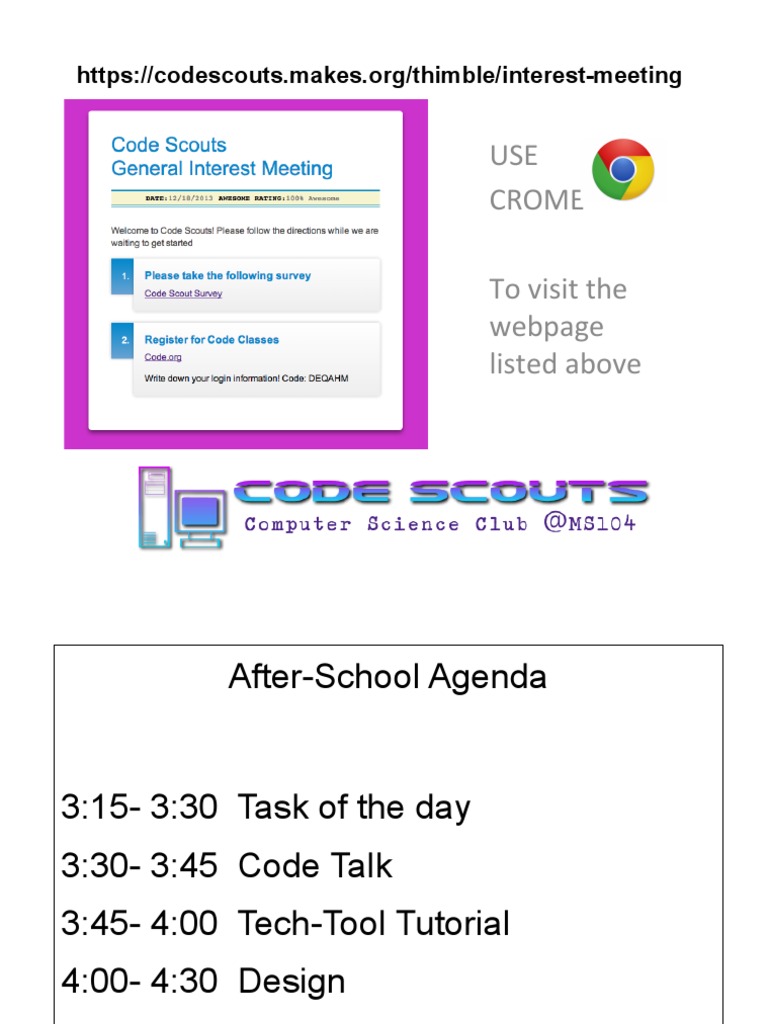 After-School Coding Program Agenda | PDF | Computers