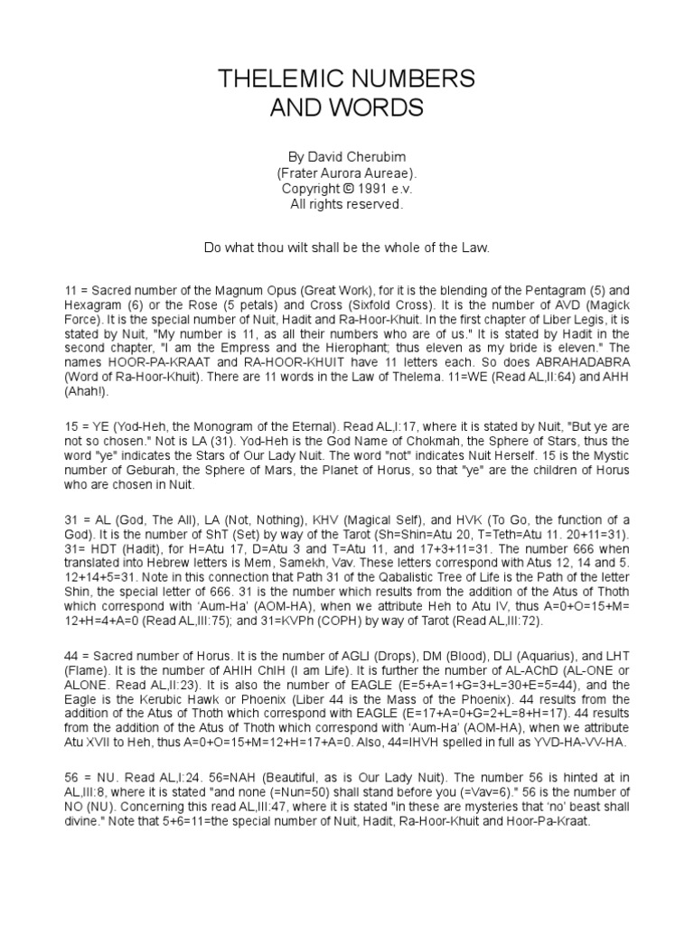 Thelemic Qabalah by David Cherubim | PDF