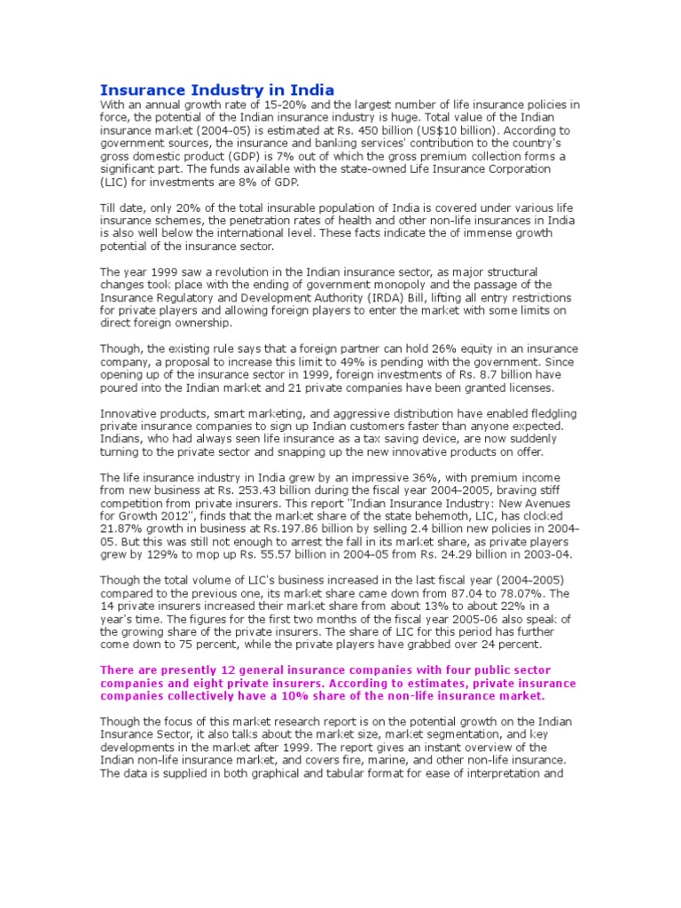 Insurance Industry in India | Download Free PDF | Insurance | Invoice