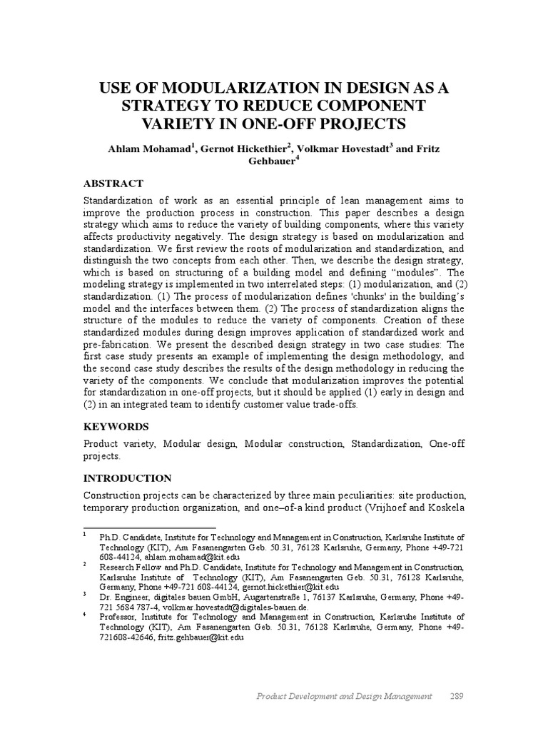 MOHAMAD ET AL 2013 Use of Modularization in Design As A Strategy To Reduce Component Variety One ...
