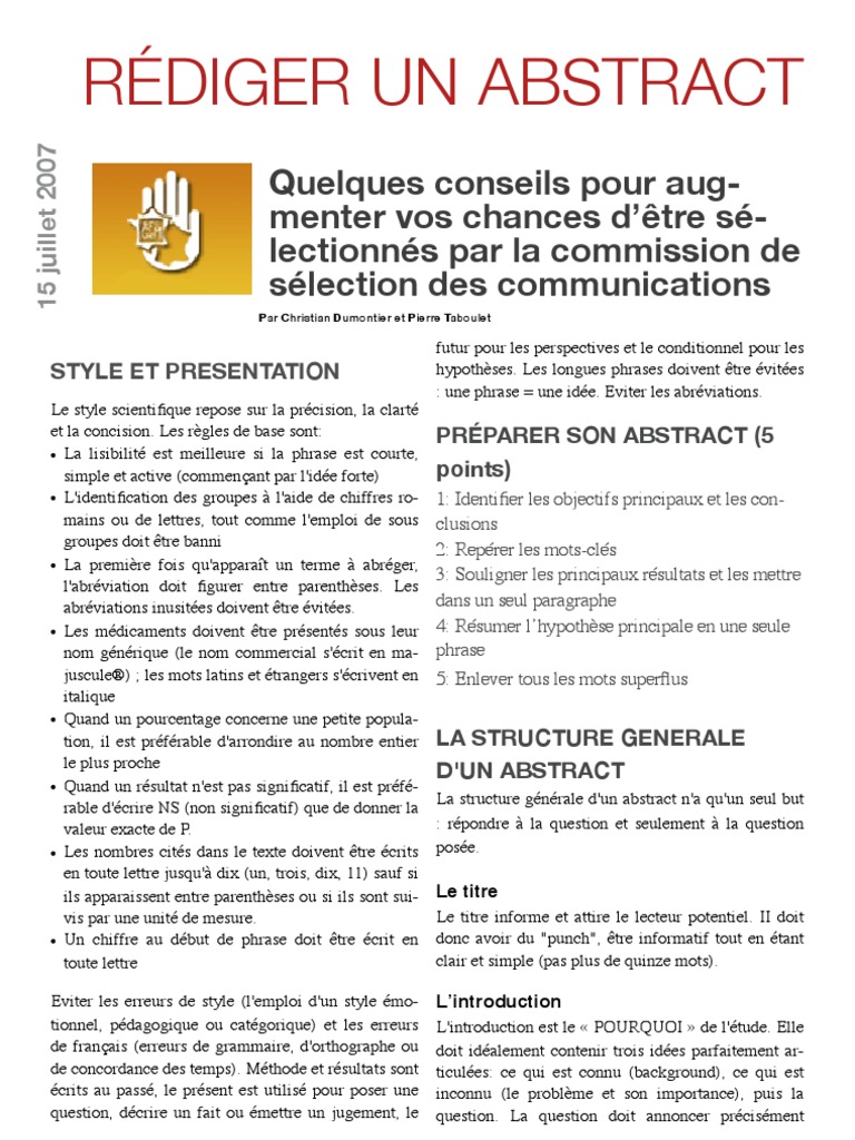 1 Comment Rédiger Un Abstract | PDF | Langues | Science
