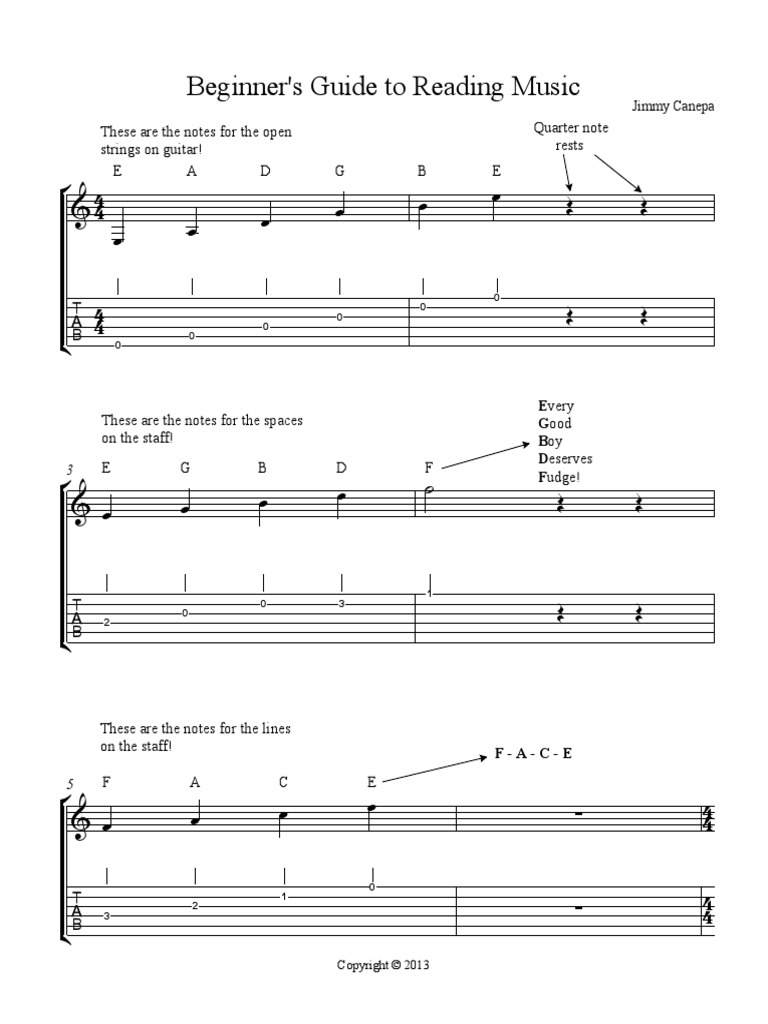 Beginners Guide To Reading Music | PDF