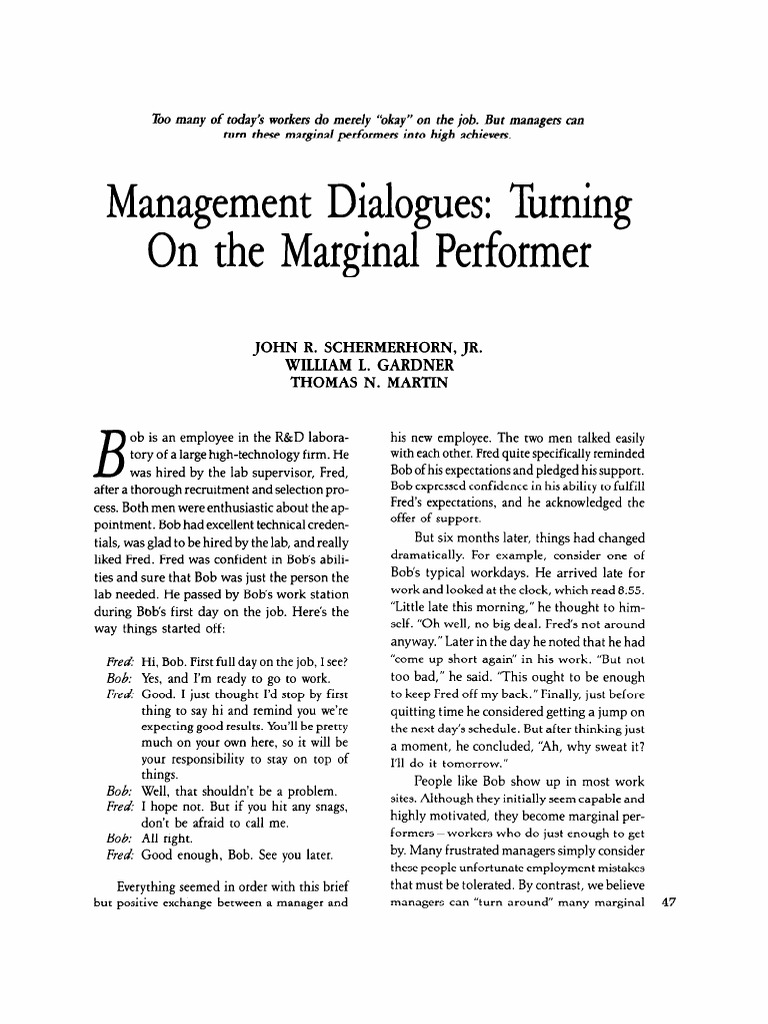 Turning On The Marginal Performer | PDF | Motivation | Motivational