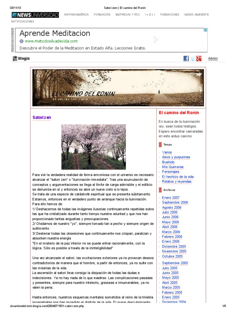 Satori Zen - El Camino Del Ronin | PDF | zen | Metafísica