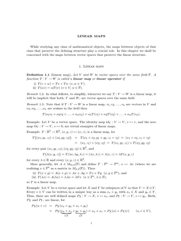 Linear Maps | PDF | Eigenvalues And Eigenvectors | Basis (Linear Algebra)