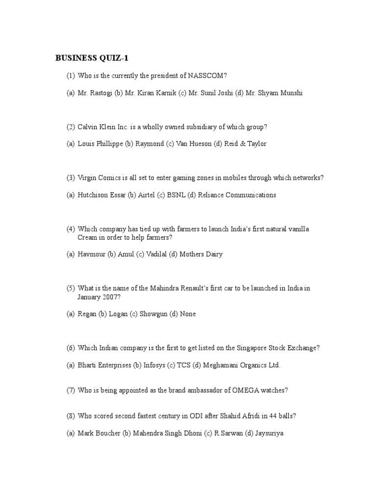 Business Quiz Final | PDF | Business