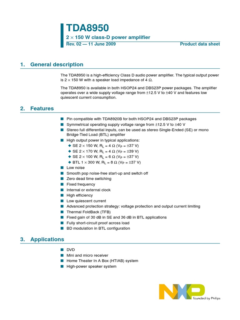 Tda8950 PDF | PDF | Capacitor | Power Supply
