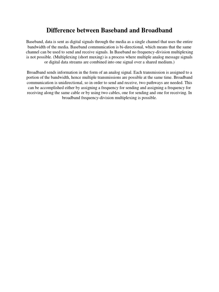 Difference Between Baseband and Broadband | PDF