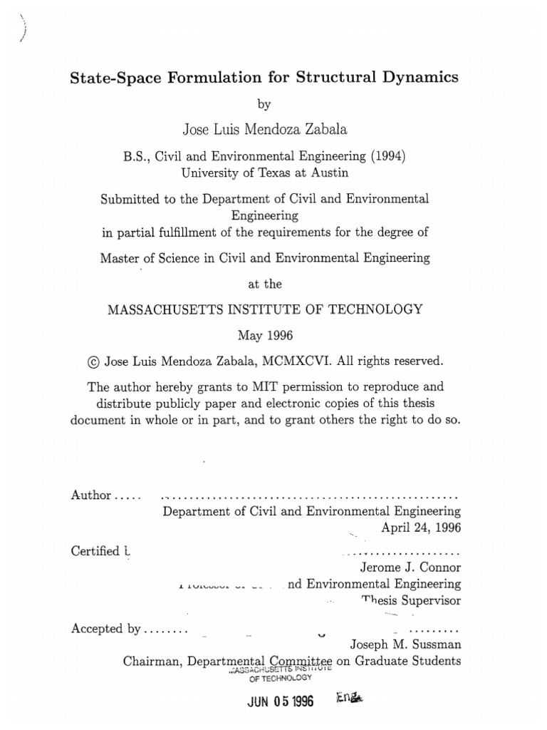 State-Space Formulation For Structural Dynamics by Jose Luis Mendoza Zabala | PDF | Eigenvalues ...