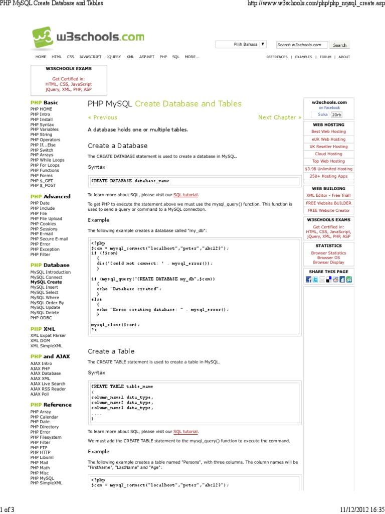 Php Mysql Create Database And Tables Pdf Php J Query 3448