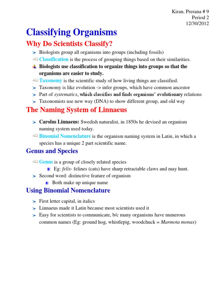 Classifying Organisms (7.4) | PDF | Taxonomy (Biology) | Eukaryotes