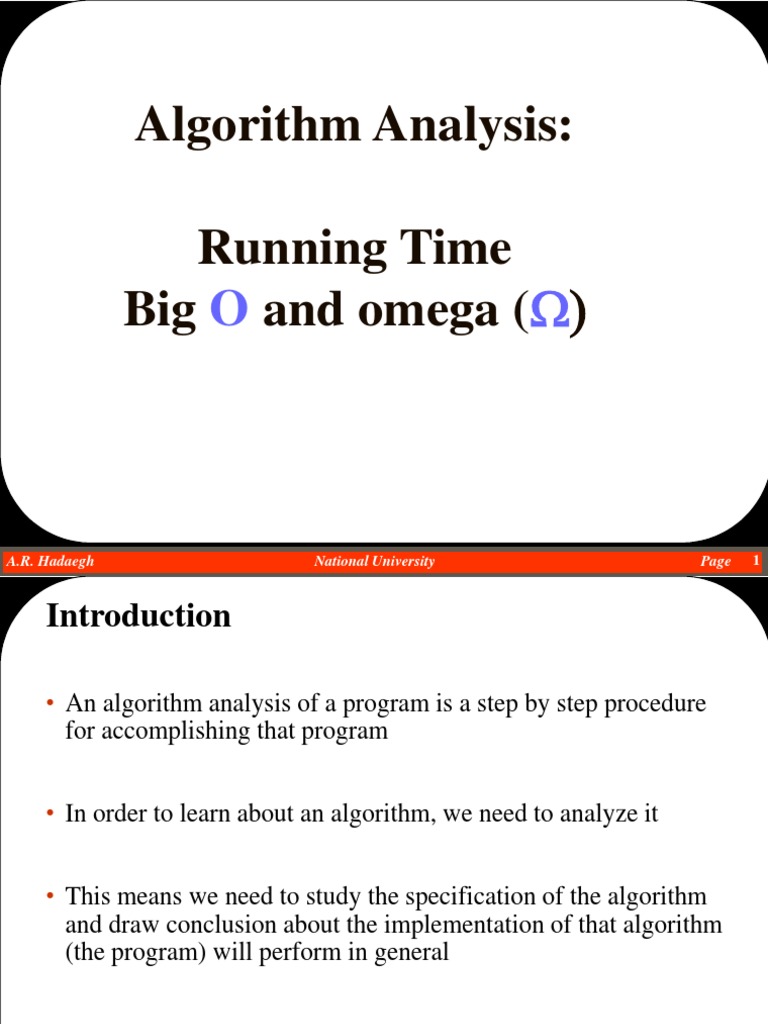 Algorithm Analysis: Running Time Big and Omega ( | PDF | Time Complexity | Computer Program