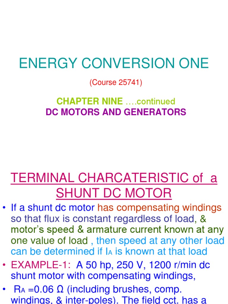 Energy Conversion One: Chapter Nine | PDF | Electric Motor | Direct Current