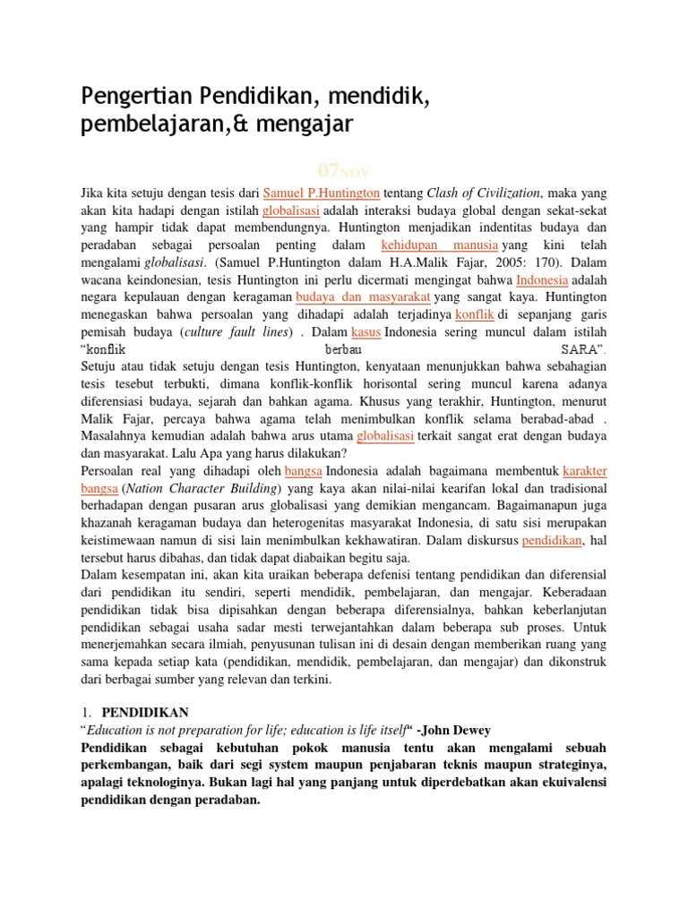 Pengertian Pendidikan, Mendidik, Pembelajaran,& Mengajar | PDF | Sains ...