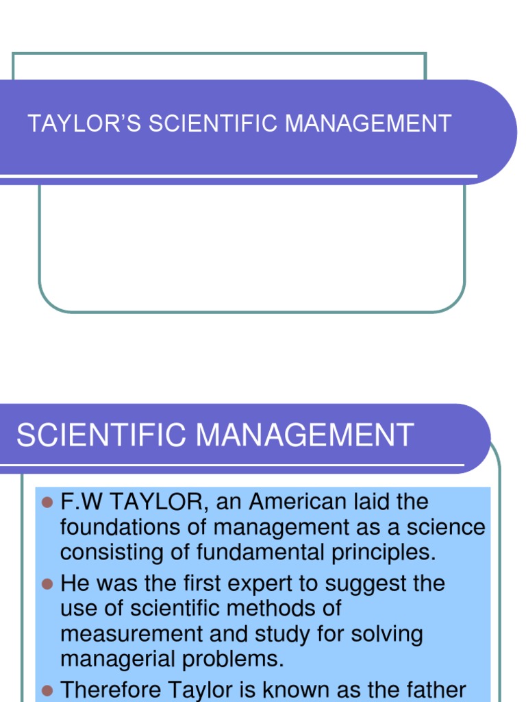 Taylor's Scientific Management Theory | PDF | Science | Business