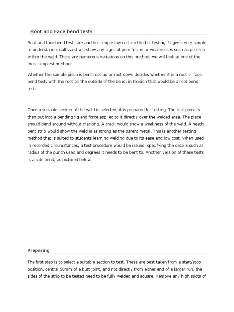 Root and Face Bend Tests | PDF | Welding | Construction