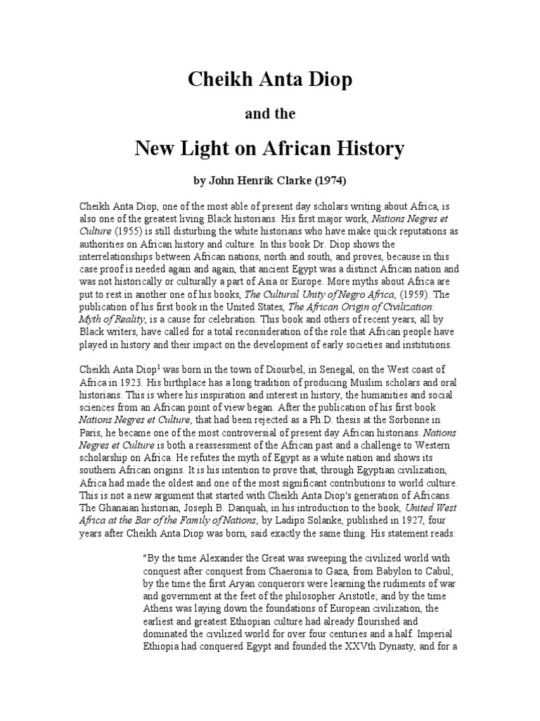 Cheikh Anta Diop and The New Light On African History | PDF | Historian | Africa