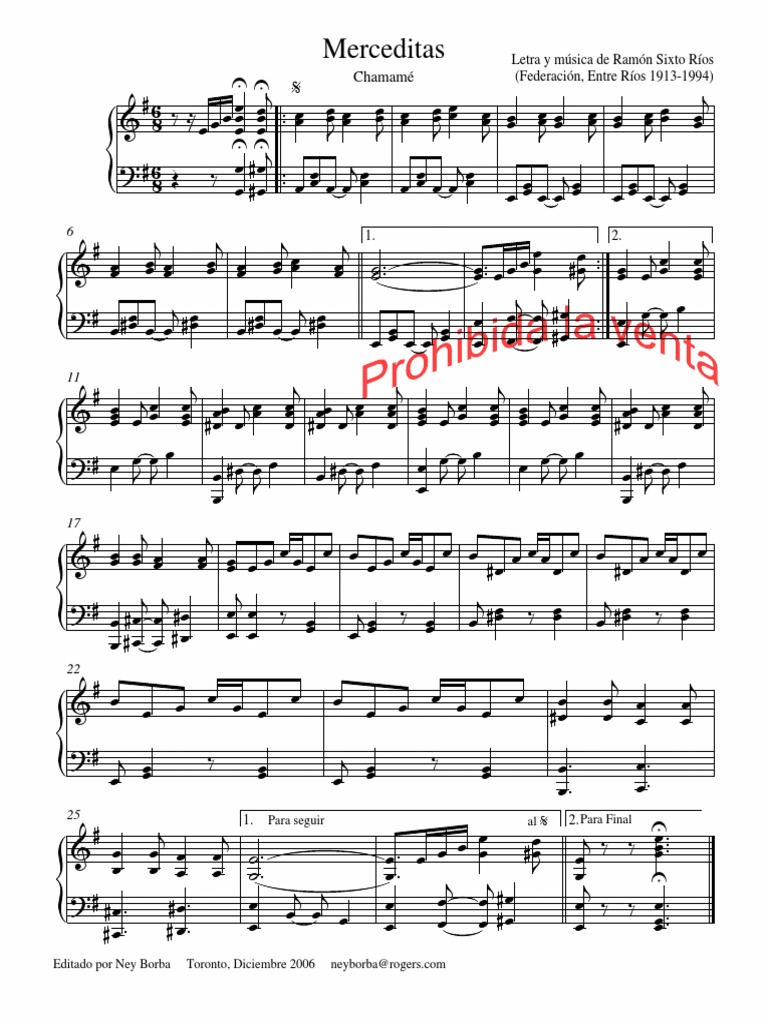 Merceditas - Partitura y Letra | PDF