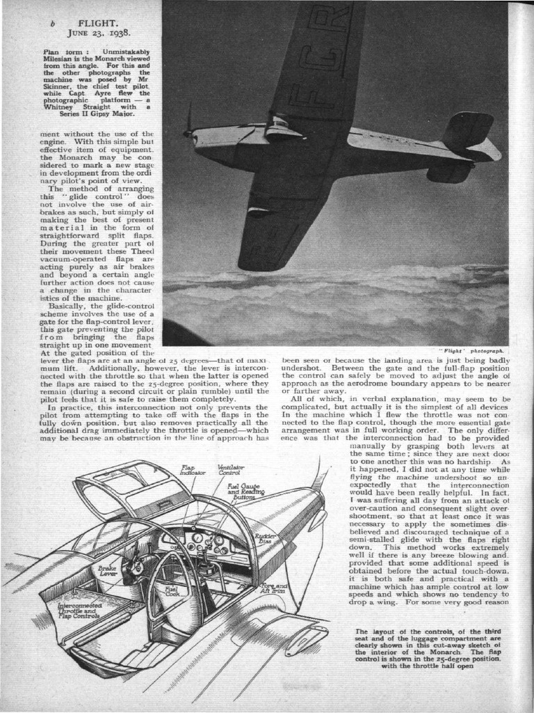 Flight Controls and Performance of the Miles Monarch Aircraft | PDF ...