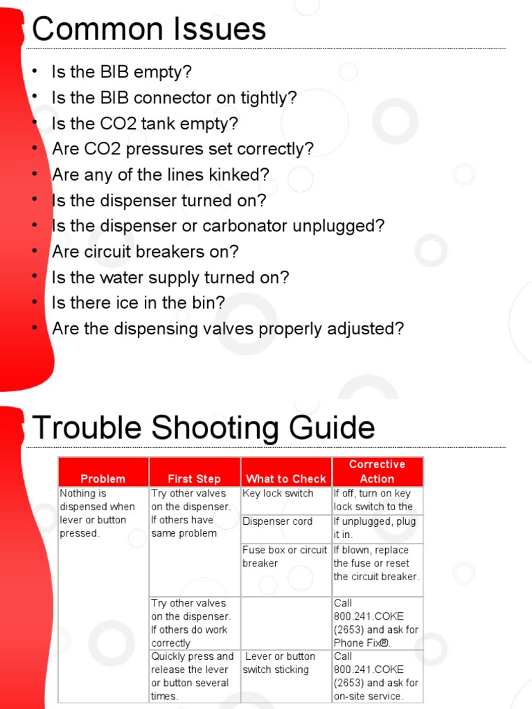 Dispenser Trouble Shooting Guide | PDF | Valve | Carbon Dioxide