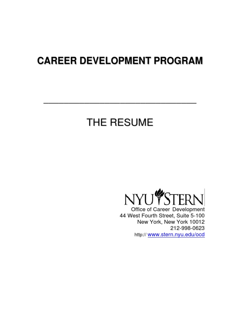 Resume Writing Guide NYU Stern | PDF | Résumé | Goal