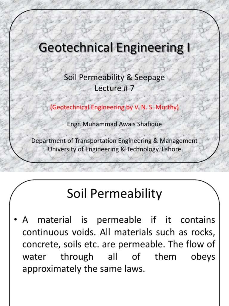 Lecture # 7 | PDF | Fluid Dynamics | Soil Mechanics