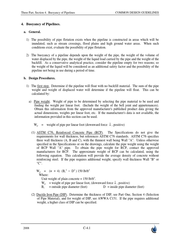 Submerged Weight of Pipe | PDF | Buoyancy | Pipe (Fluid Conveyance)