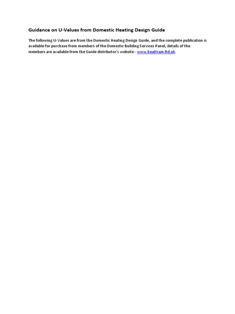 U-Values Guidance for Domestic Heating | PDF | Thermal Insulation | Window