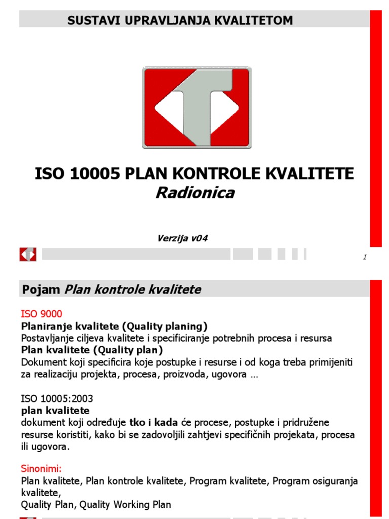 Iso 10005 Plan Kontrole Kvalitete Radionica v4 | PDF
