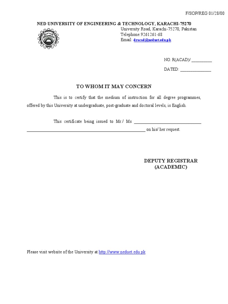 English Medium of Instruction Certificate | PDF
