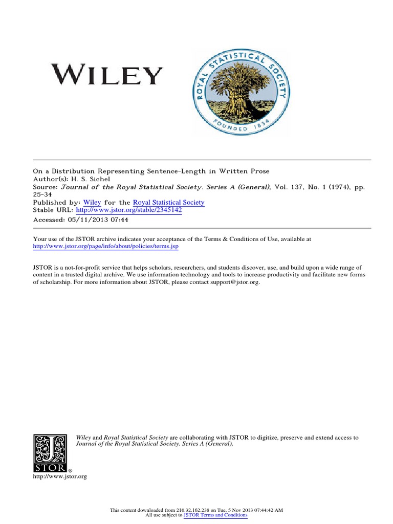 Sentence Length Distribution in Written Prose | PDF | Mean | Variance