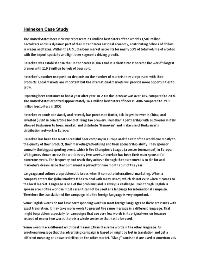 Heineken Case Study | PDF | Brand | Mass Media