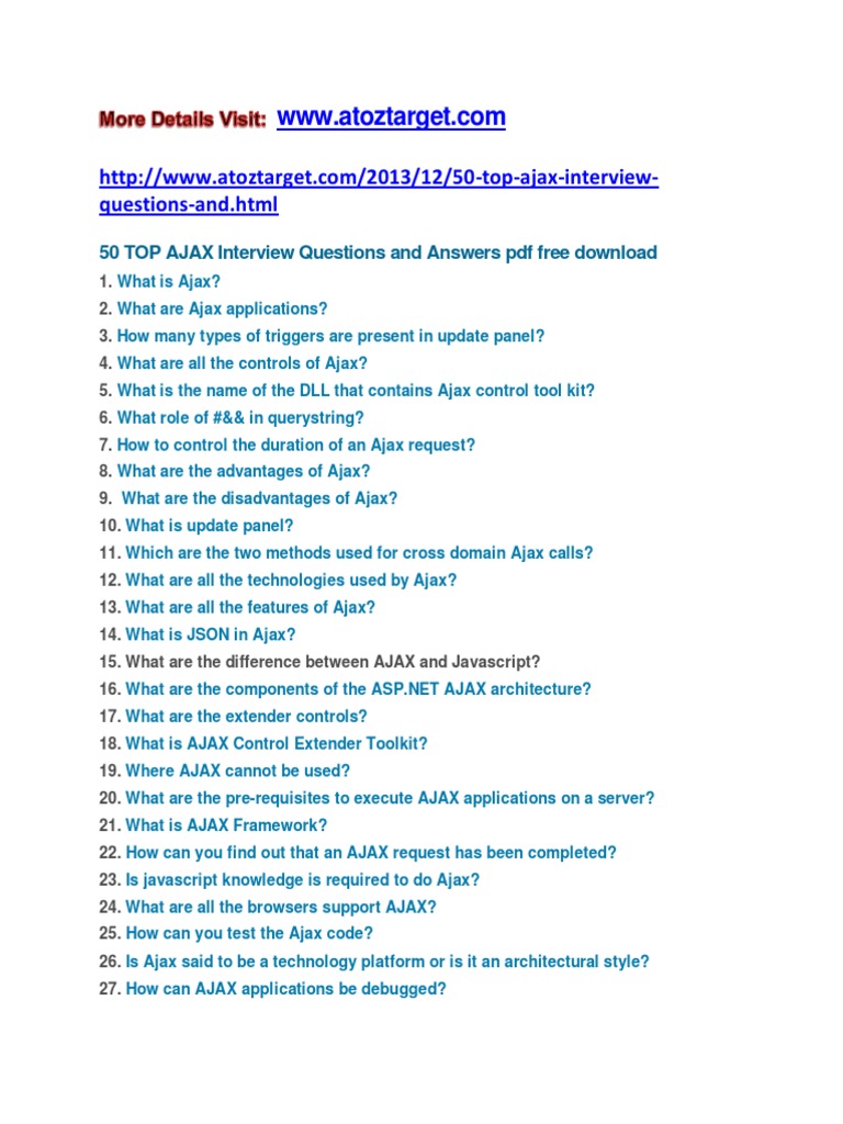 Ajax Interview-Questions and Answers | PDF | Ajax (Programming) | Json