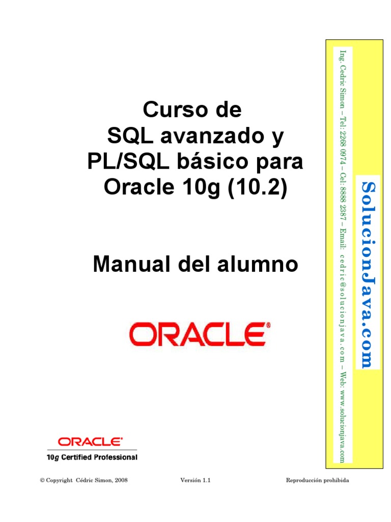 Curso de Oracle PL-SQL | PDF | SQL | Tabla (base de datos) Curso de Oracle PL-SQL | PDF | SQL | Tabla (base de datos)