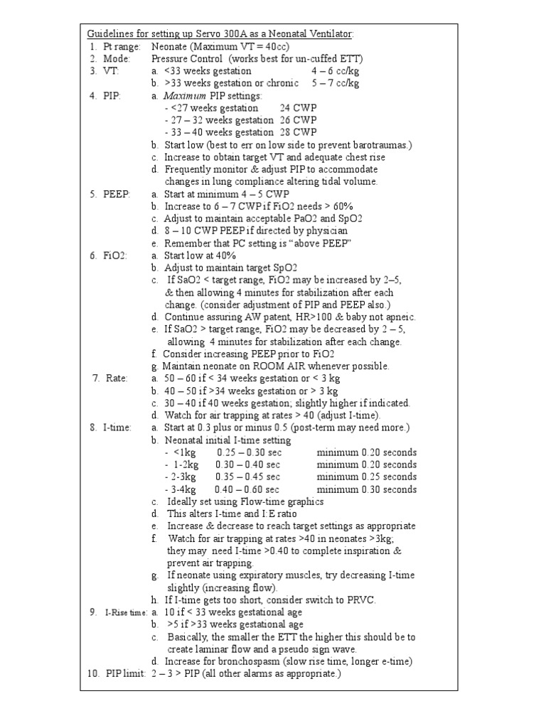 Neonatal Ventilator Vent Set-Up Cheatsheet | PDF | Pulmonology ...