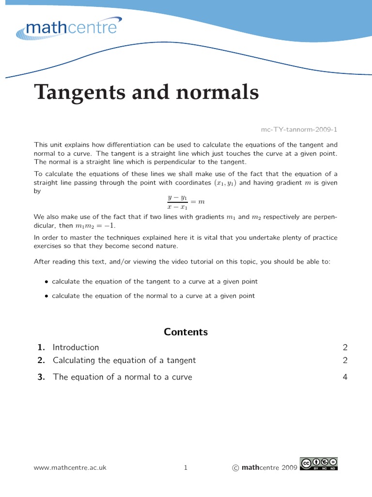 Application of Tangent | PDF | Tangent | Gradient
