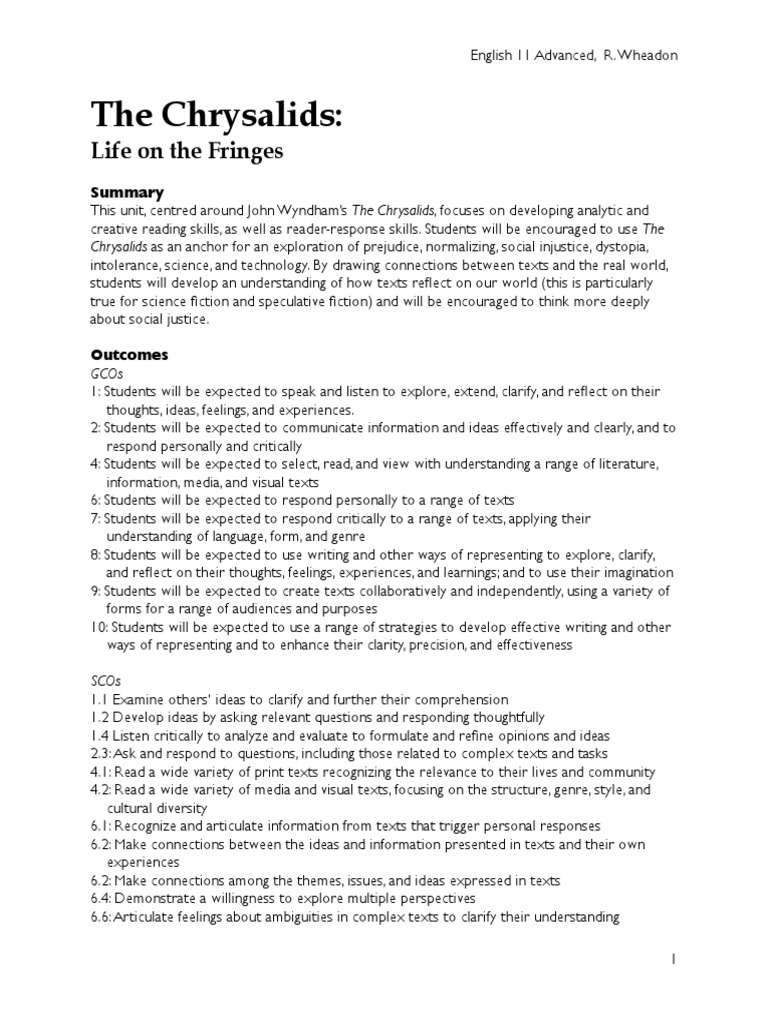 Exploring Themes in The Chrysalids | PDF | Reading Comprehension ...