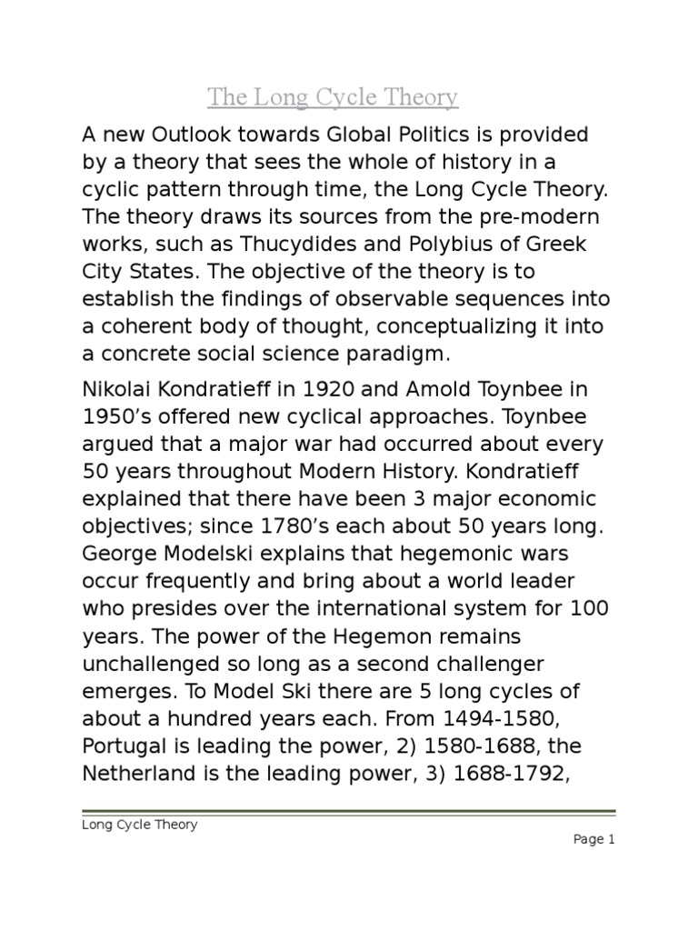 Long Cycle Theory | Science