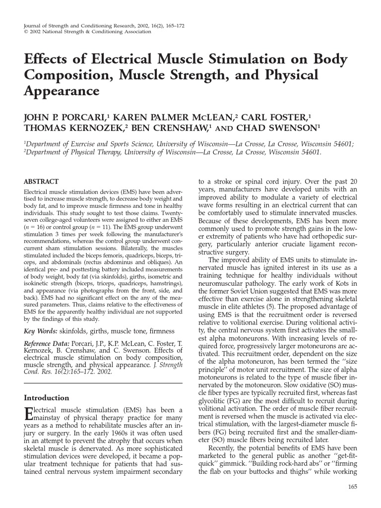 Effects of Electrical Muscle Stimulation On Body Composition, Muscle ...