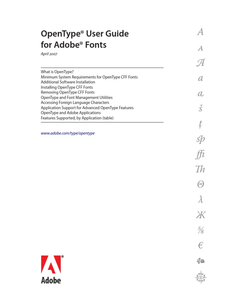 Opentype Guide PDF Microsoft Windows Typefaces