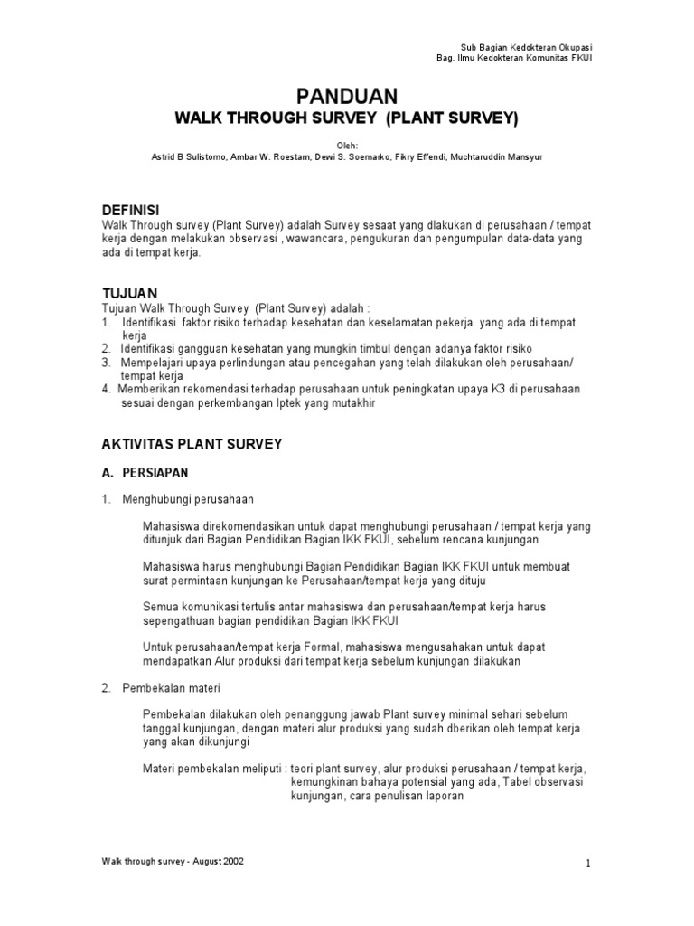 Panduan Walk Through Survey | PDF