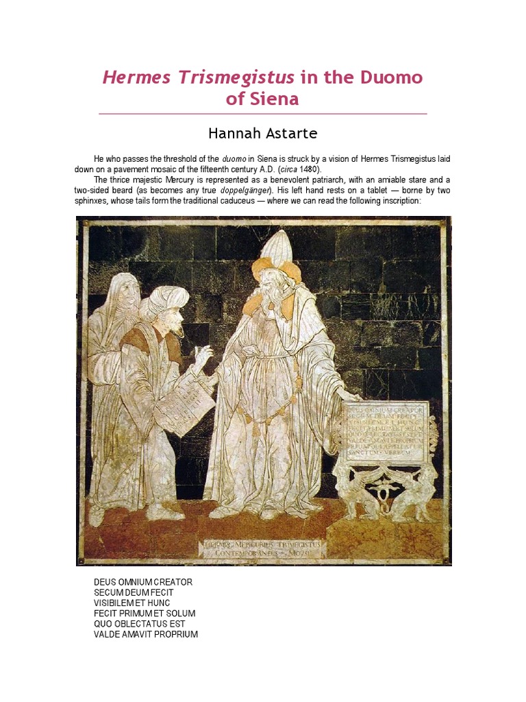 Hermes Trismegistus in Siena Cathedral | PDF | Hermes Trismegistus ...