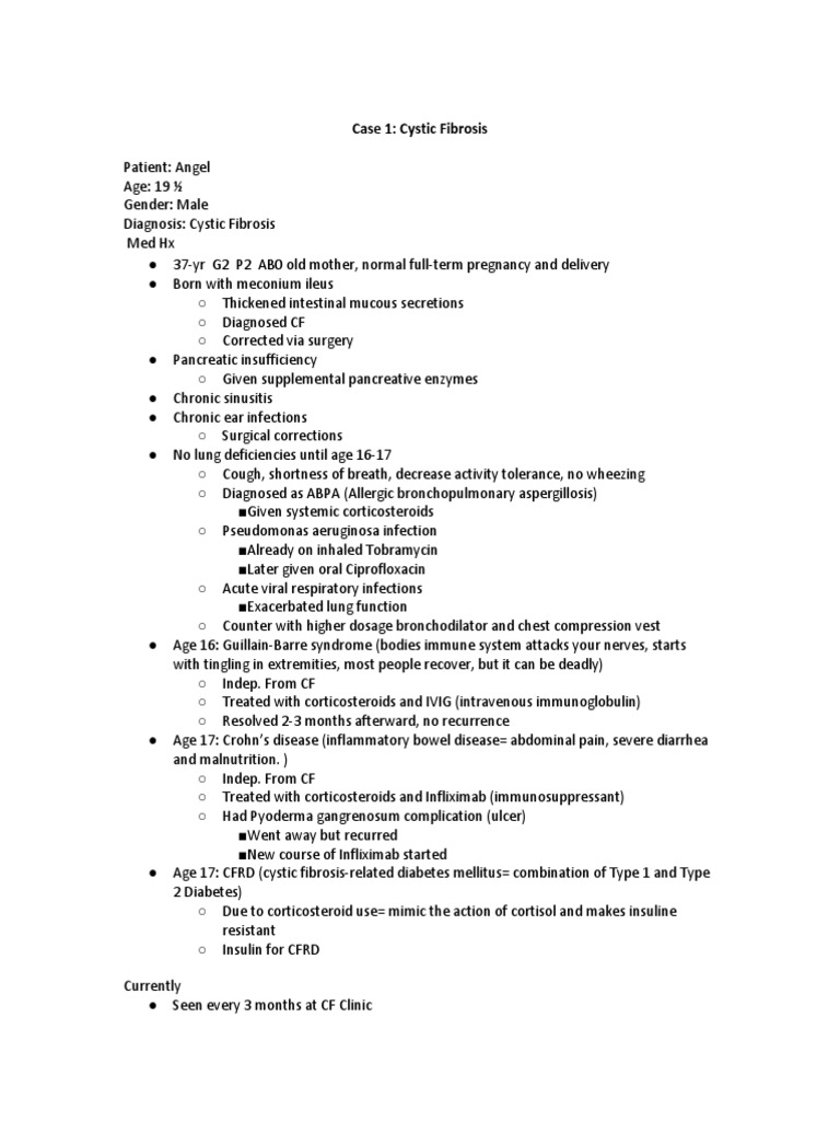 Cystic Fibrosis Case Study: Patient Overview | PDF