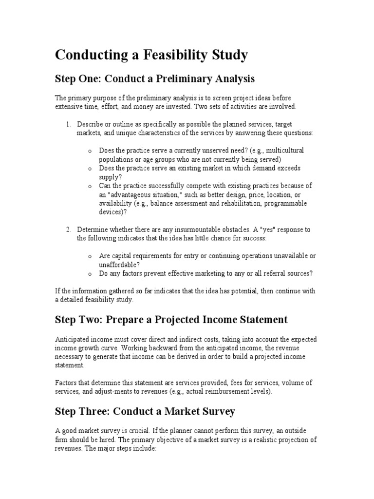 Conducting A Feasibility Study | PDF | Feasibility Study | Business ...
