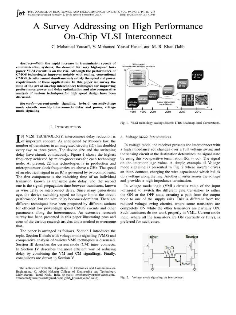 An Extensive Survey of High-Performance On-Chip VLSI Interconnect Techniques for Improving Speed ...