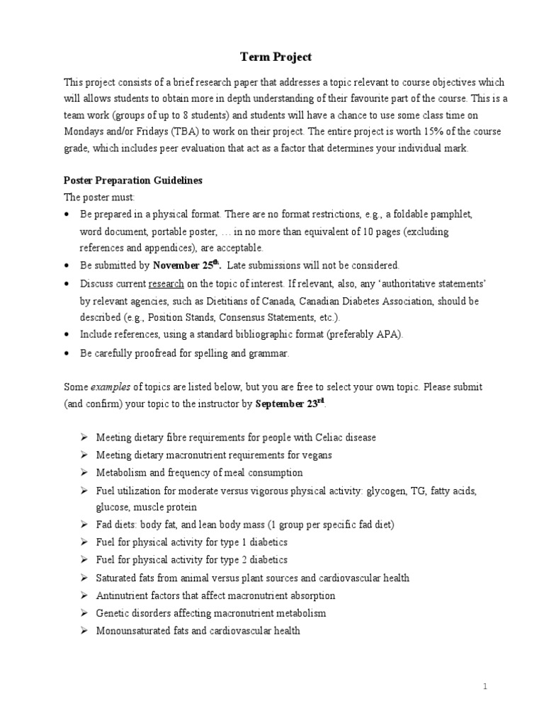 Term Project: Poster Preparation Guidelines | PDF | Diabetes | Fat