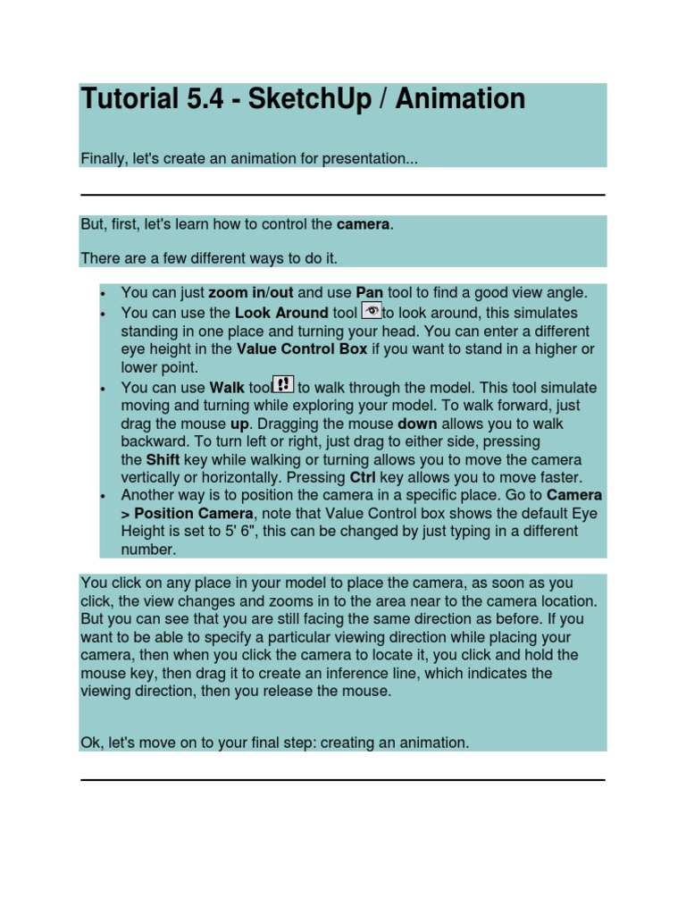 Sketchup Animation Tutorial | PDF | Film Frame | Animation