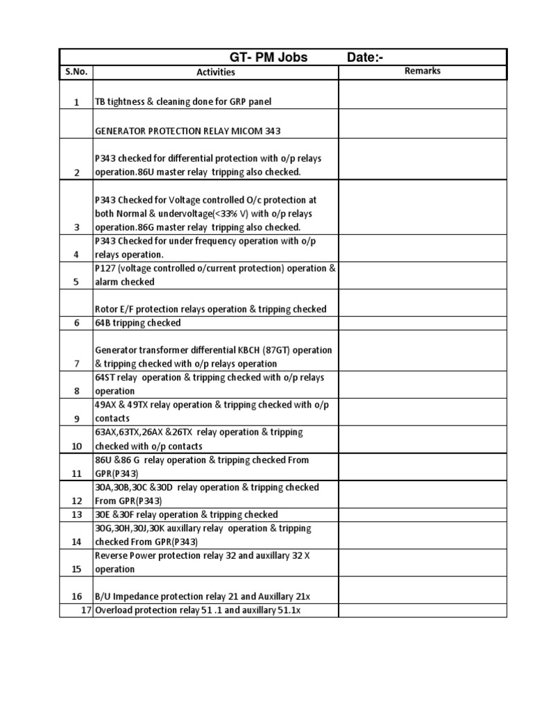 GT Relay Testing Format | PDF | Relay | Transformer