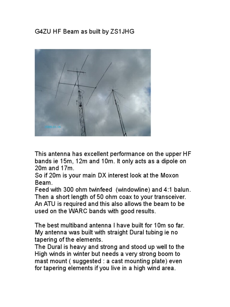 G4ZU HF Beam As Built by ZS1JHG | PDF